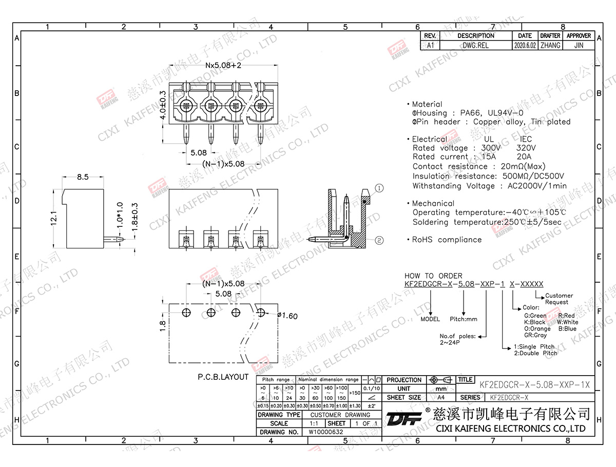 Pluggable Terminal BlockKF2EDGCR-X-5.08mm