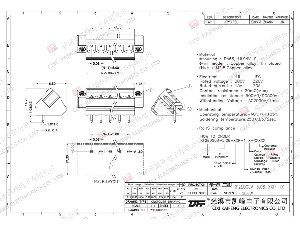 Pluggable Terminal BlockKF2EDGLM-5.08mm