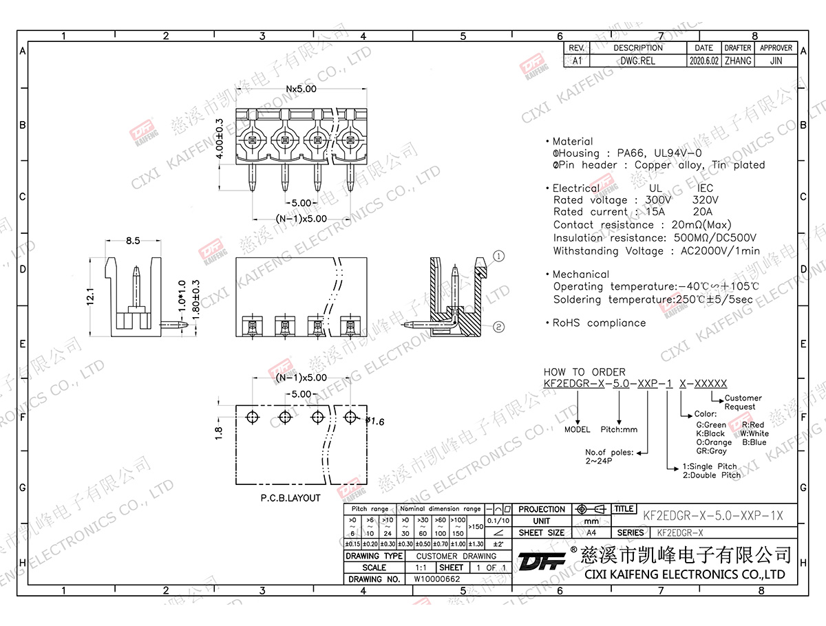 Pluggable Terminal BlockKF2EDGR-X-5.00mm